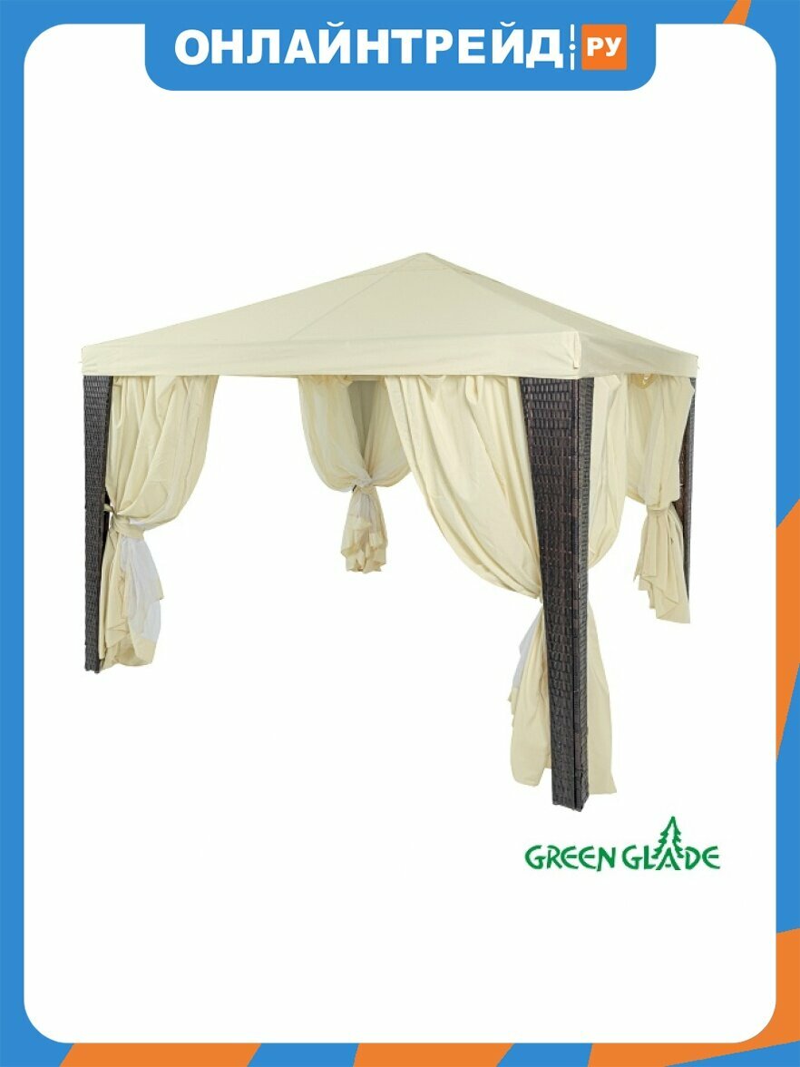 Шатер-беседка Green Glade для сада 9 кв. м бежевый/коричневый 3176