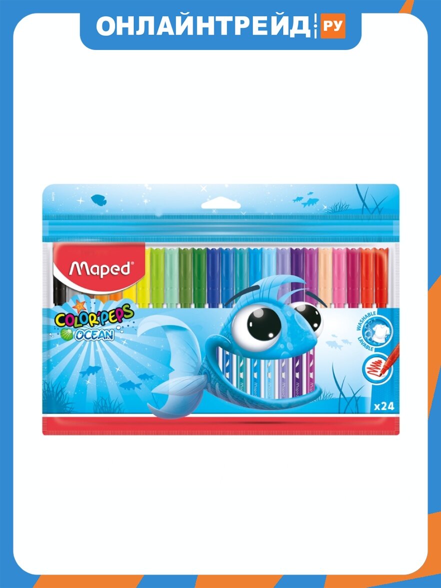 Фломастеры Maped Color Pep's Ocean, 24 цвета, смываемые