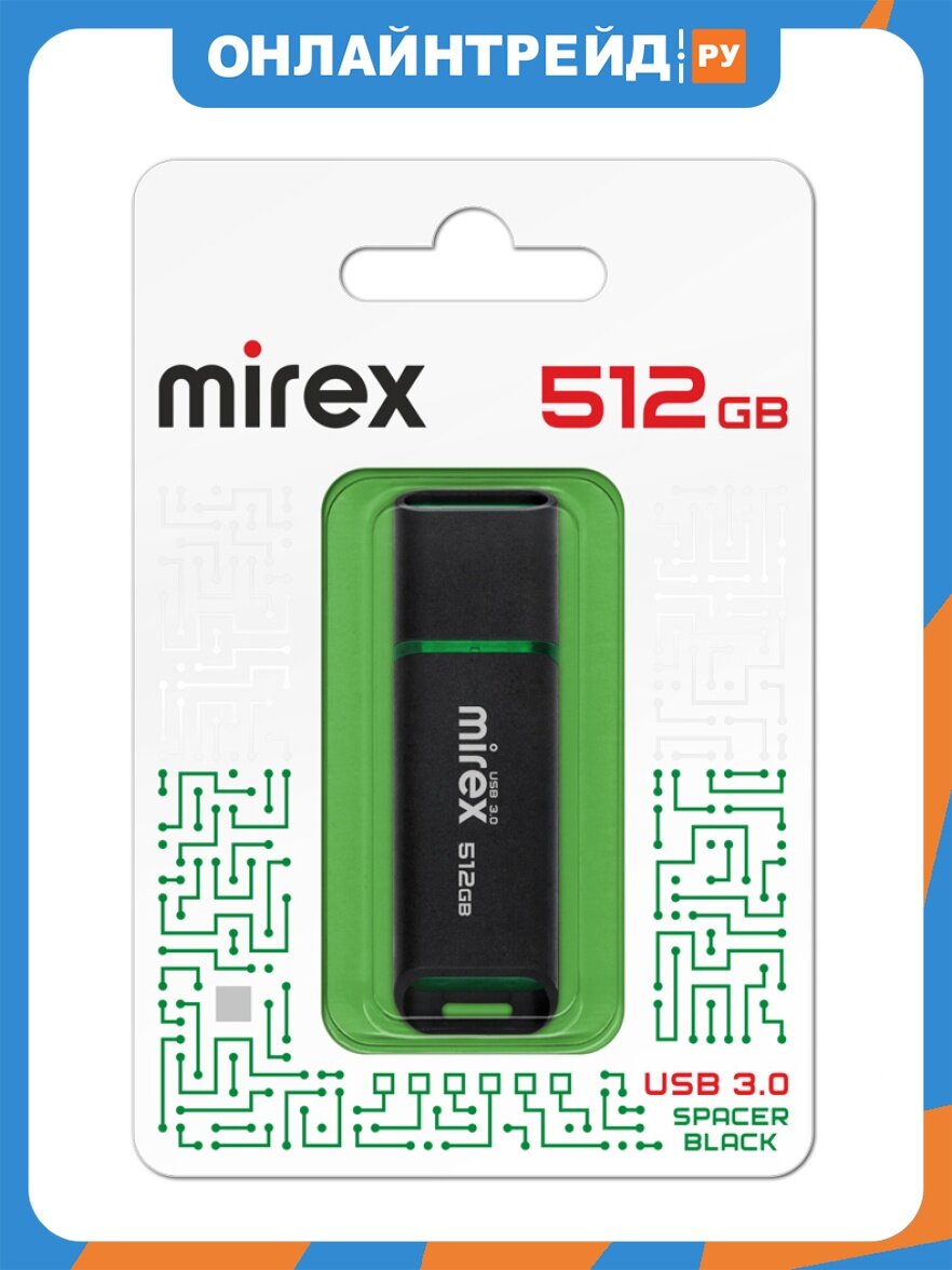 Флэш накопитель Mirex 512 Гб SPACER BLACK USB 3.0 (13600-FM3SP512)