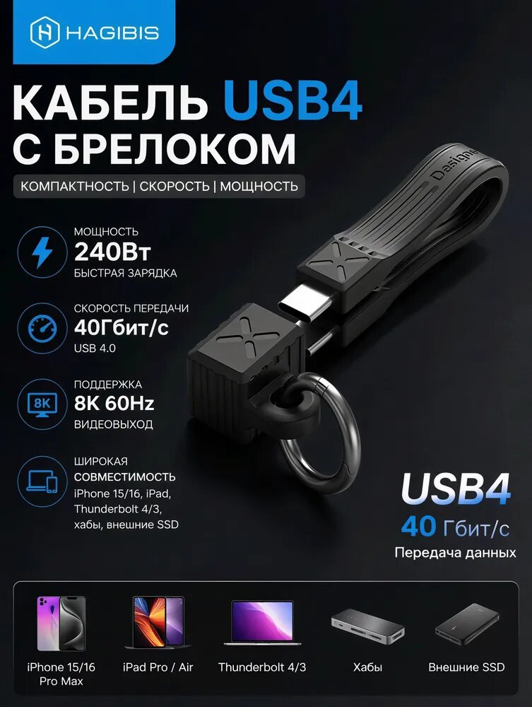 Hagibis Кабель для мобильных устройств USB Type-C/USB Type-C, 0.067 м, черный матовый