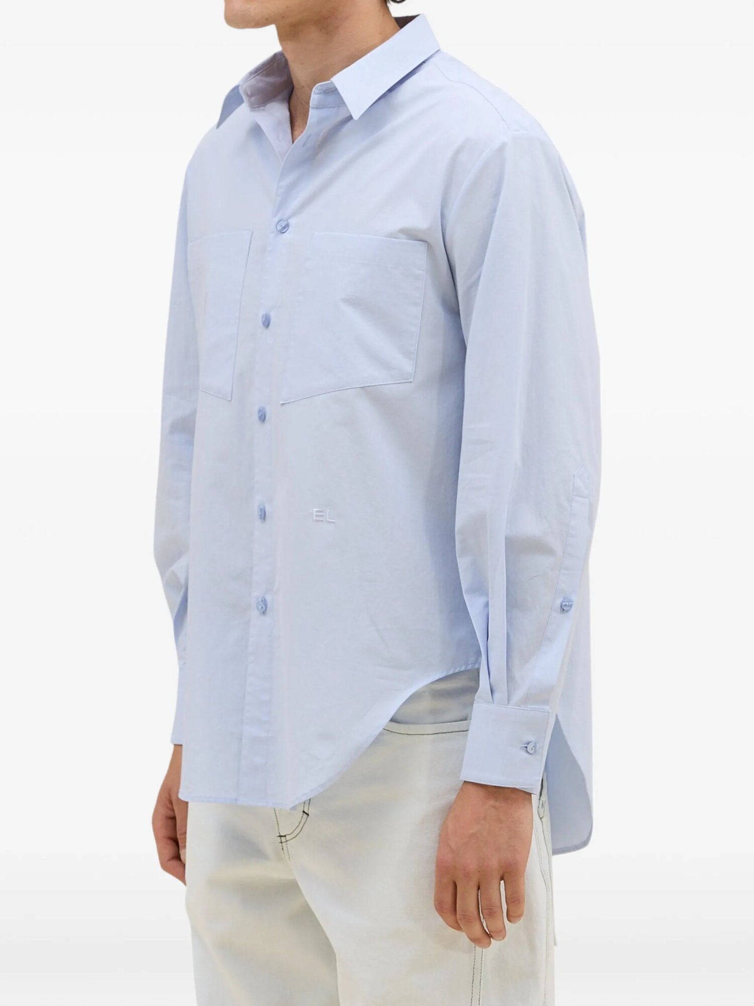 Рубашка Eckhaus Latta Asymmetric-hem patch-pocket shirt, размер L — фото 1