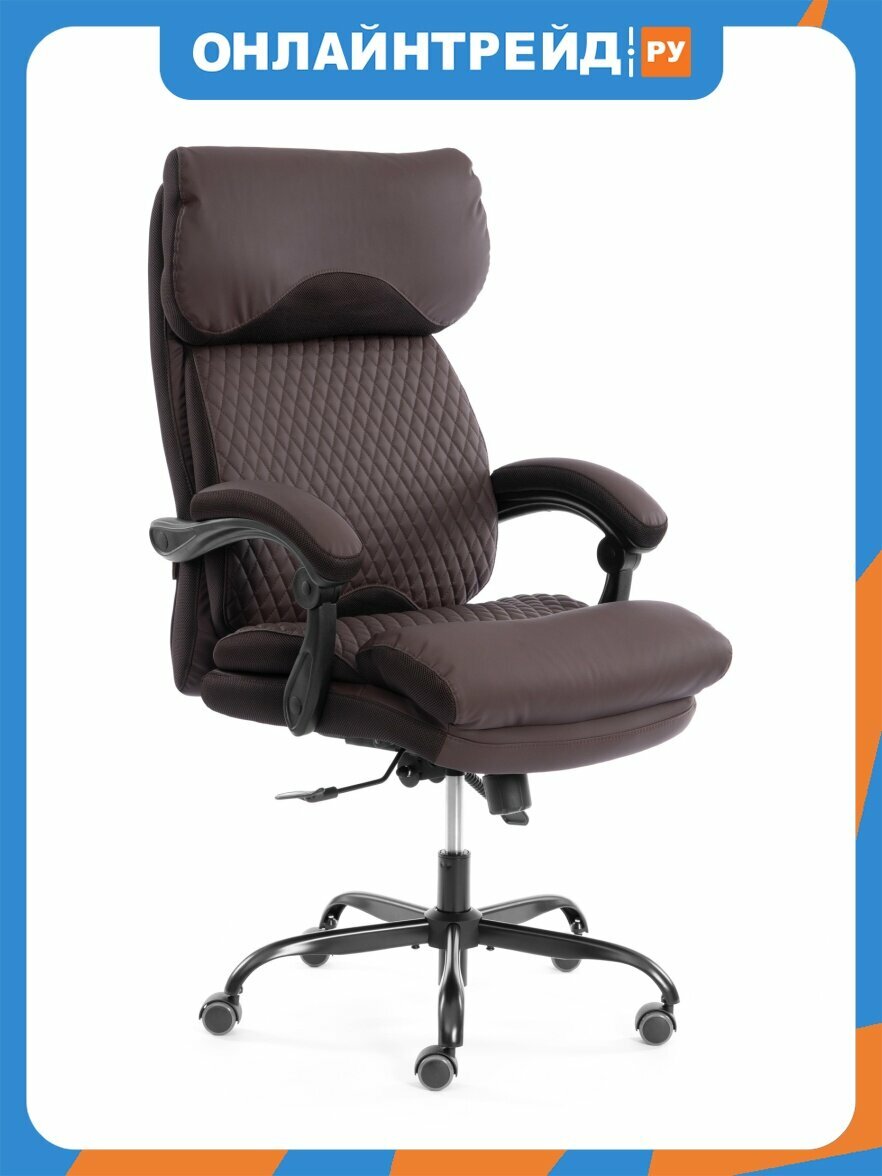Кресло руководителя Tetchair Chief metalBL кож/зам/ткань, коричневый. коричневый стеганный
