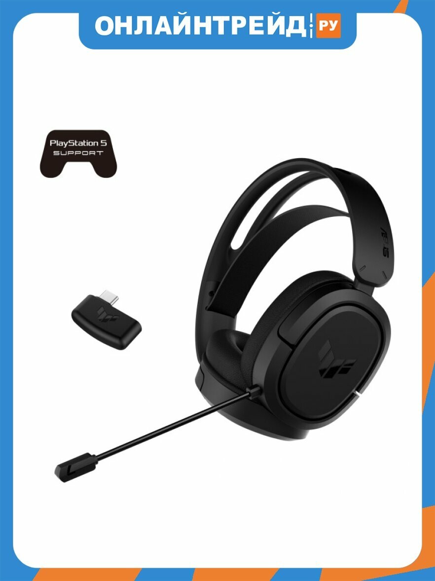 Игровые наушники Asus TUF Gaming H1 WL, беспроводные, черный