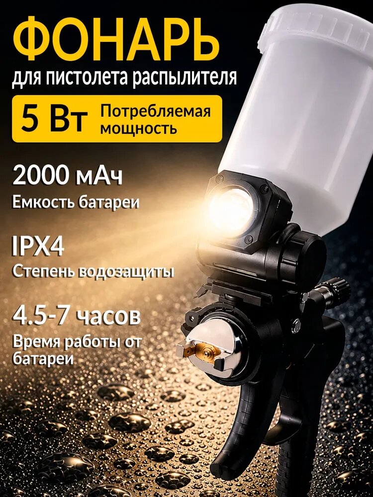 Лампа для краскопульта, Подсветка краскопульта универсальная с зарядкой от USB