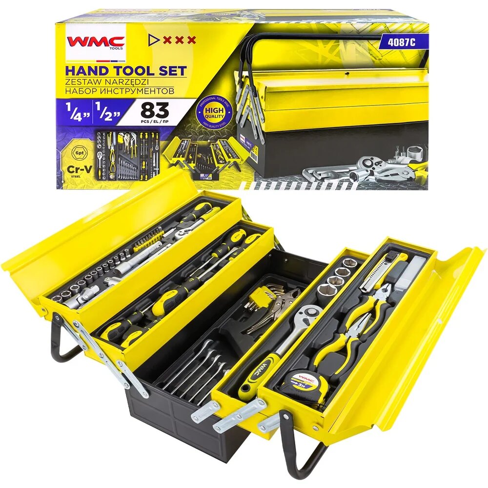 Набор инструмента WMC TOOLS 87 пр. 6гр, в металлическом складном кейсе WMC-4087C WMC-4087C(47735)