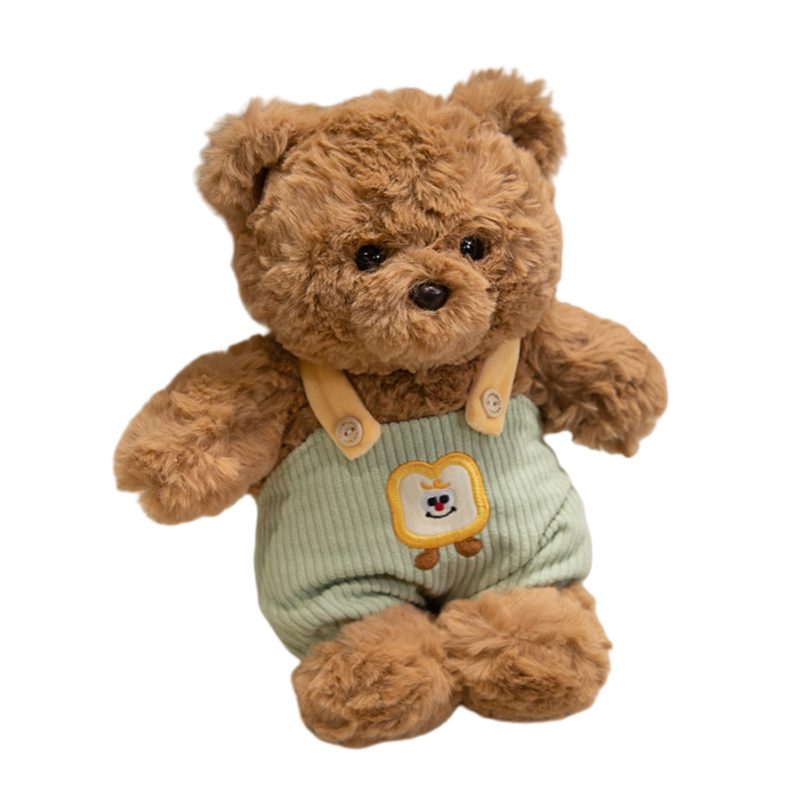Комбинезон унисекс PUDOWRABBIT куклы-медведи плюшевые 25CM EU, Brown Bear Green Toast Overalls