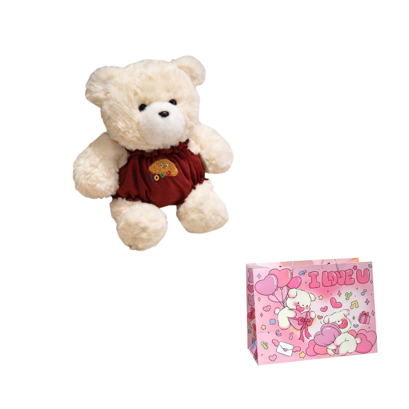 Комбинезон унисекс PUDOWRABBIT плюшевый милый медведь, 25CM EU, White Bear Red Clothing