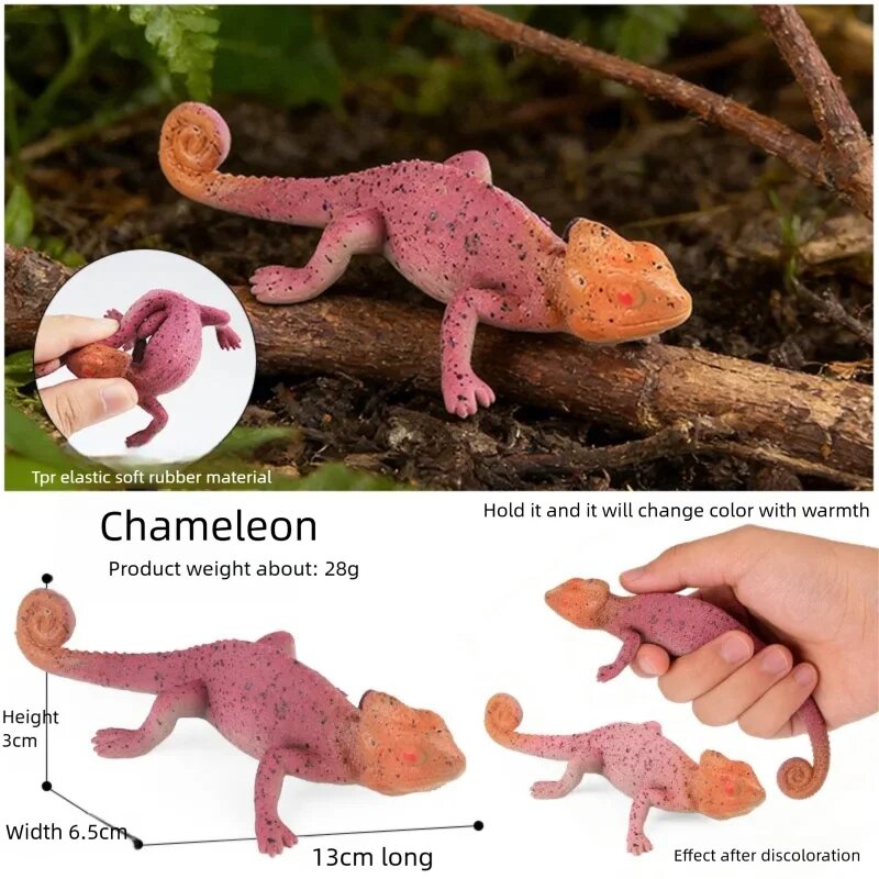 Фигурка хамелеона Oenux, меняющий цвет Розовый, Chameleon