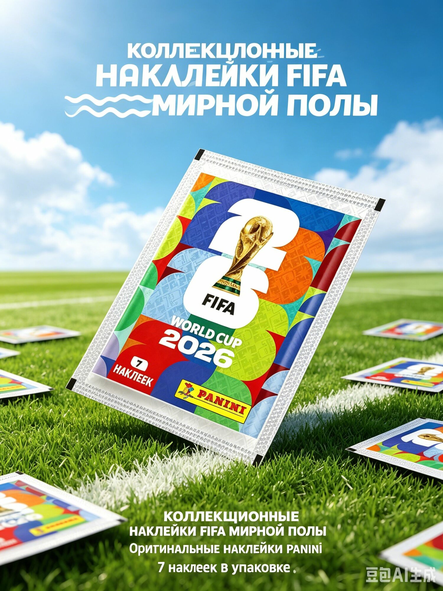 Наклейки Panini к Чемпионату мира по футболу 2026 года, 7 штук, четкая печать, подходят для альбома-пазла