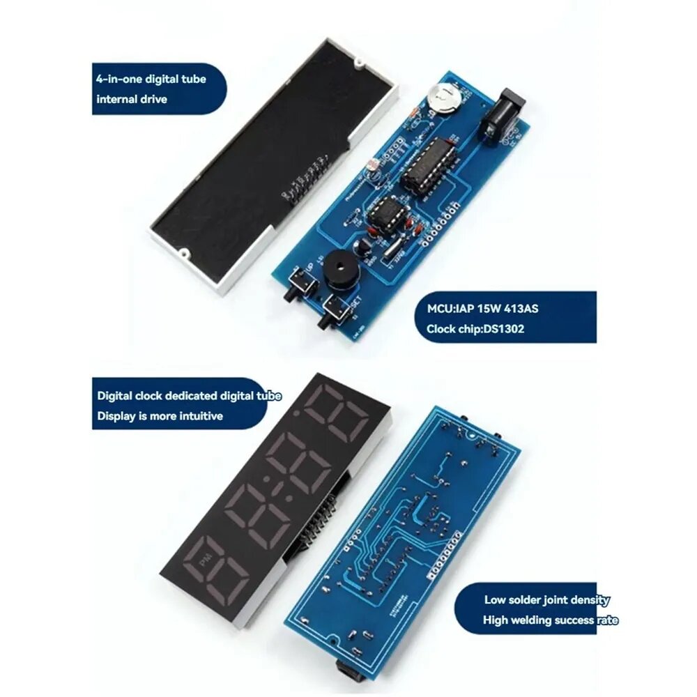 DIY Clock Kit Цифровые ламповые температурные часы DIY Electronic Kit (Пластик) 1 * Набор для самостоятельного изготовления часов