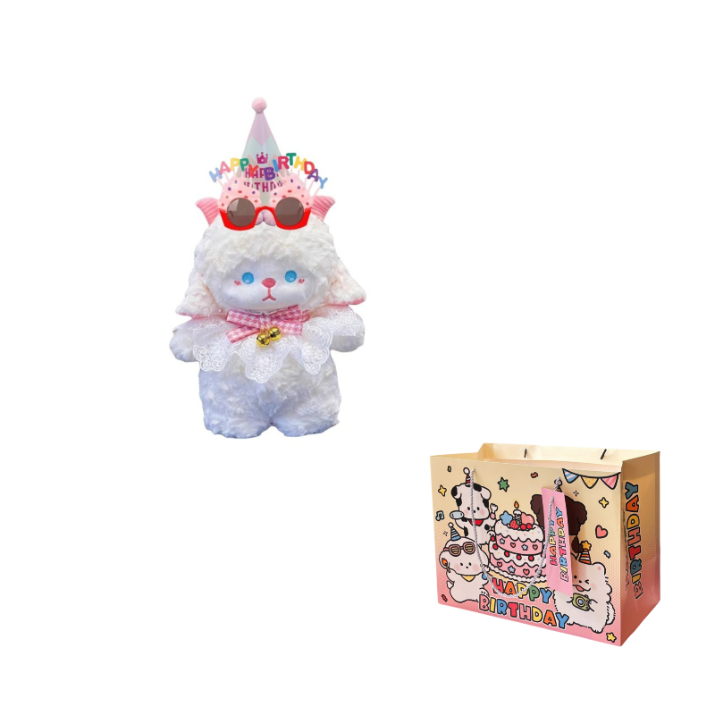 Мягкие куклы-овечки для переодевания унисекс KUMAOYA, 35 см, Soft Cute Lamb+Bowknot Bell Bib+Birthday Set