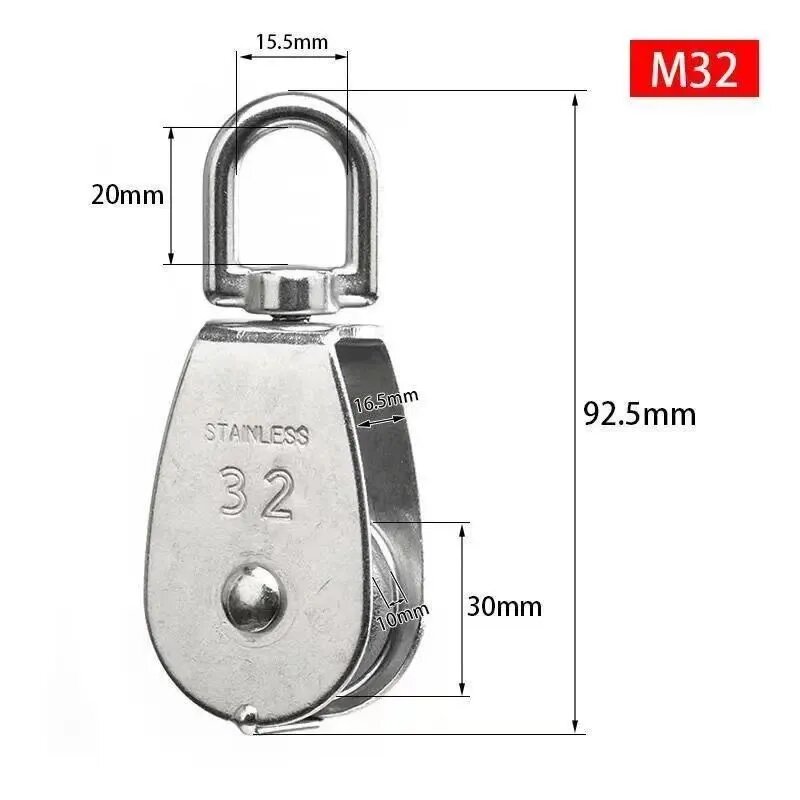 M32, одинарный блок шкивов из нержавеющей стали марки 304 для тросов и канатов