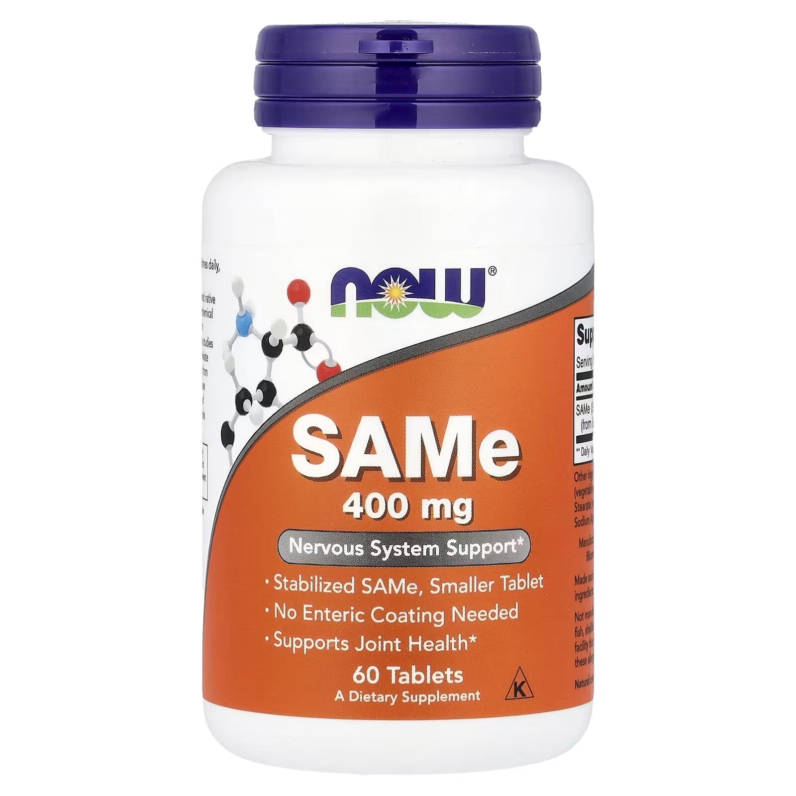 SAMe NOW FOODS, для иммунитета и нервной системы, 400мг, 60 штук