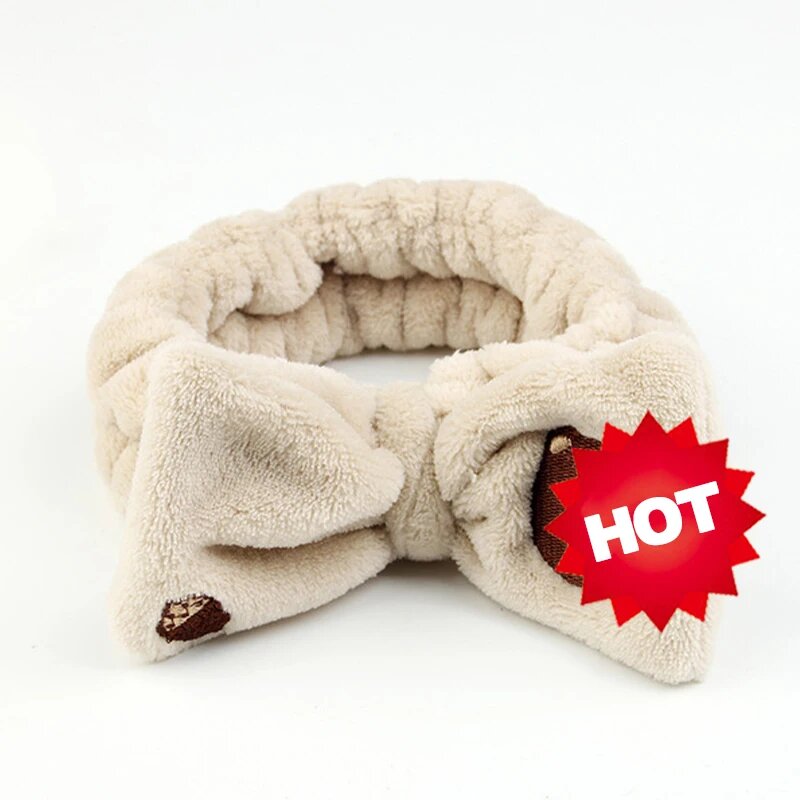 Бежевая плюшевая повязка на голову Headband 10