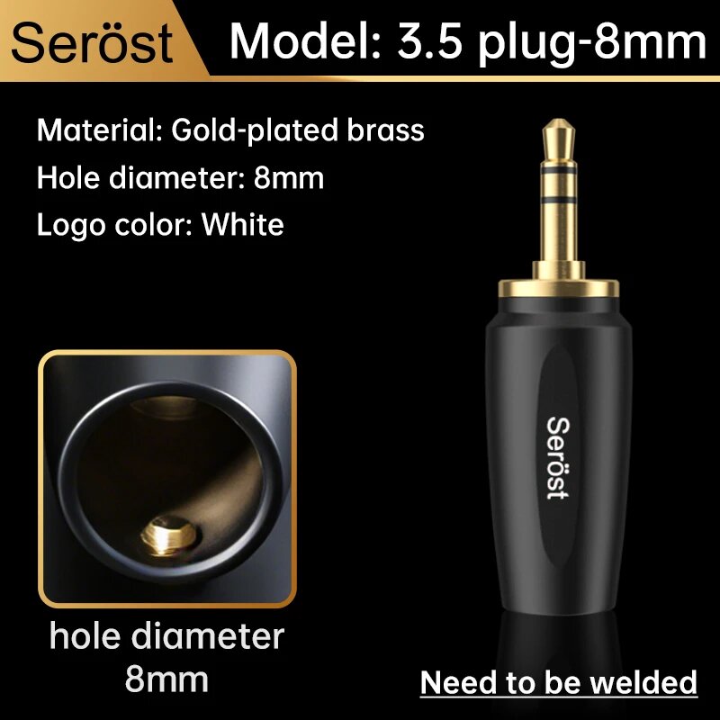 Серöst HiFi аудио разъем 3,5 мм 2 white logo, 8mm diameter hole