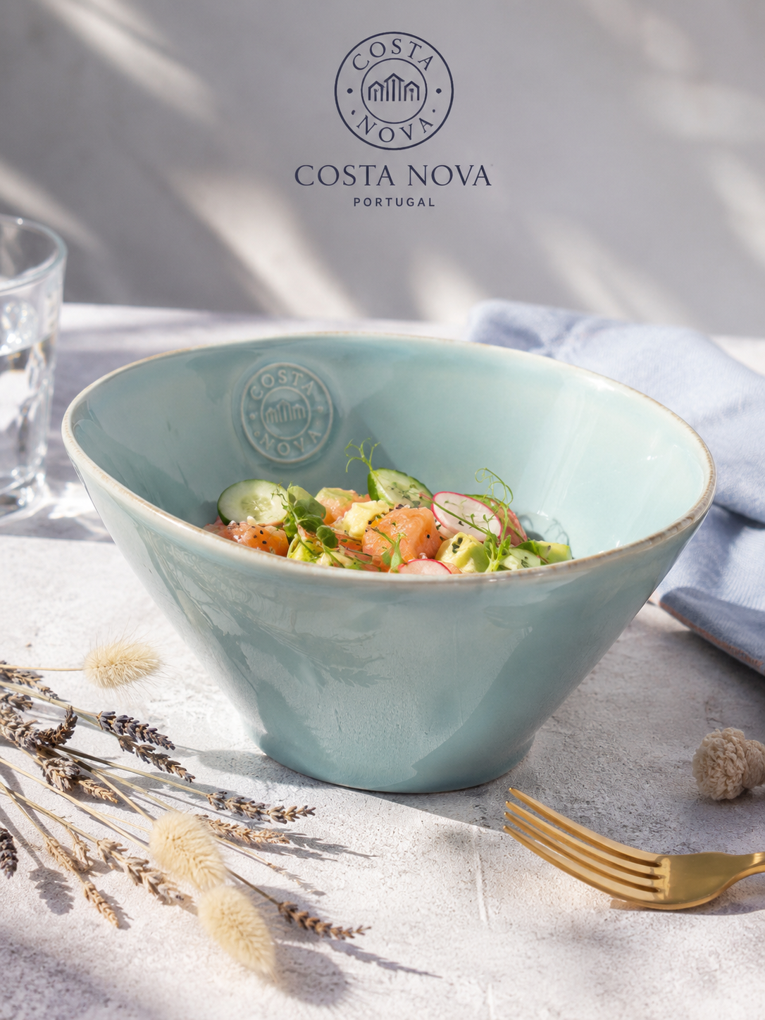 Costa Nova тарелка глубокая голубой "Deep round Turquoise" 1 шт, 16 см 520 мл. Профессиональная керамика. Португалия