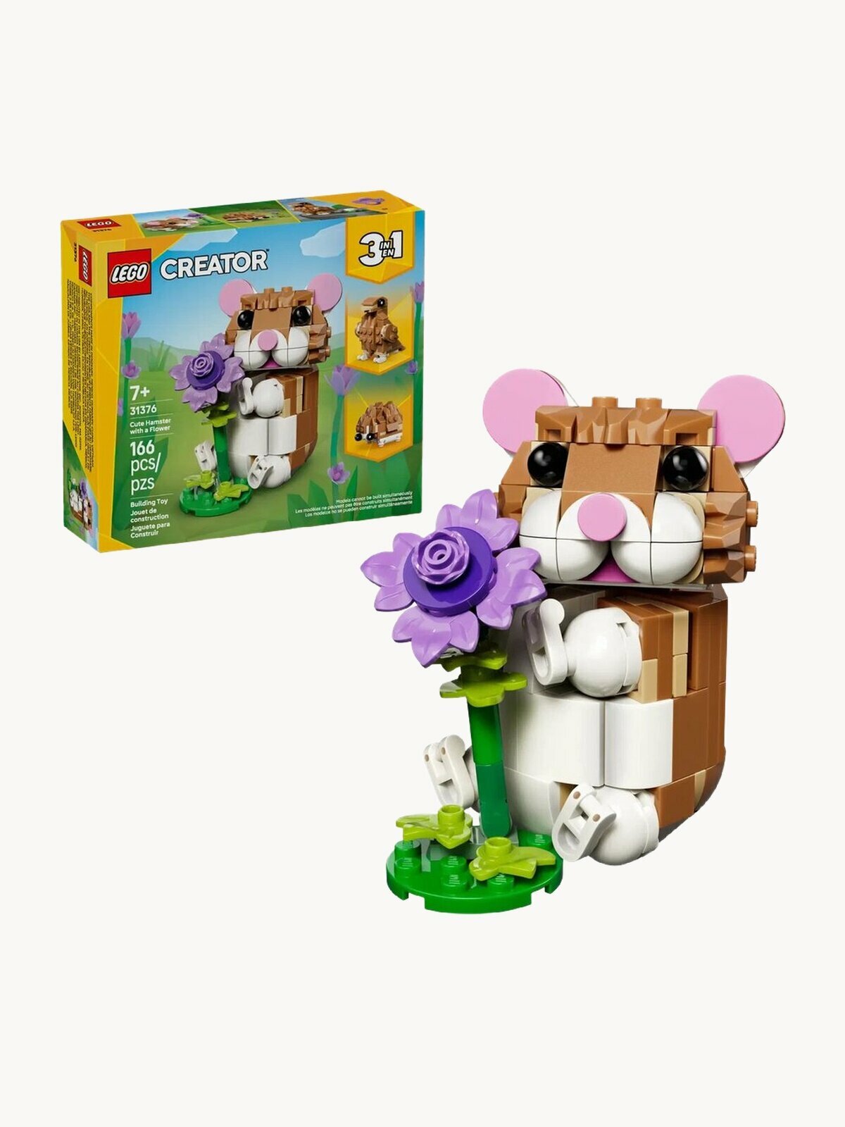 Конструктор LEGO Creator 3-in-1 31376 Милый хомяк с цветком, 166 дет.
