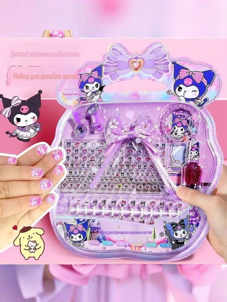 Детский набор для маникюра Sanrio (My Melody/Kuromi/Hello Kitty), детская косметика с наклейками и лаками, подарок для девочек