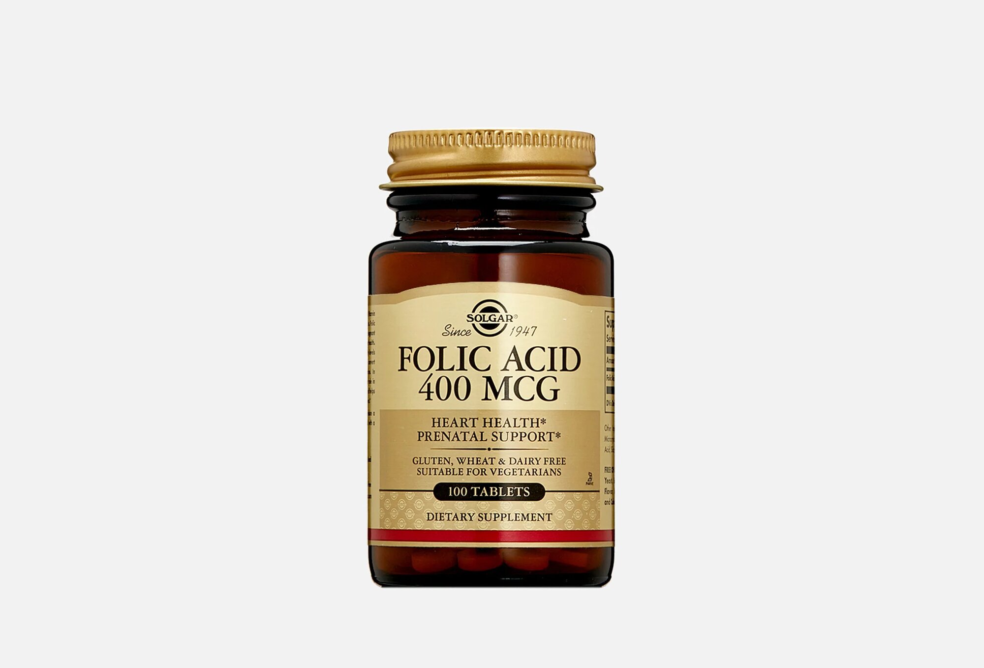 Solgar Folic acid 400 мкг в таблетках Фолиевая кислота 100шт
