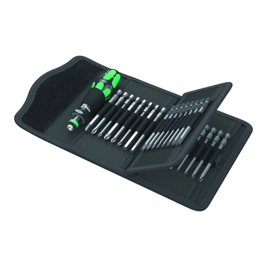Набор бит Wera Kraftform Kompakt 62 WE-059297, 33 предмета, шестигранник 1/4", инструментальная сталь, черный