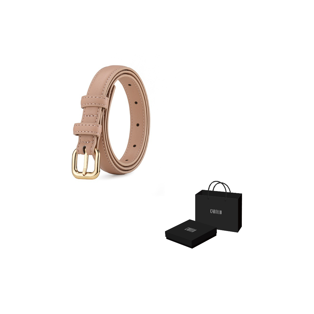 CARTELO Cow Leather Alloy Leather Belts Women's Width 2.4 CM 110CM