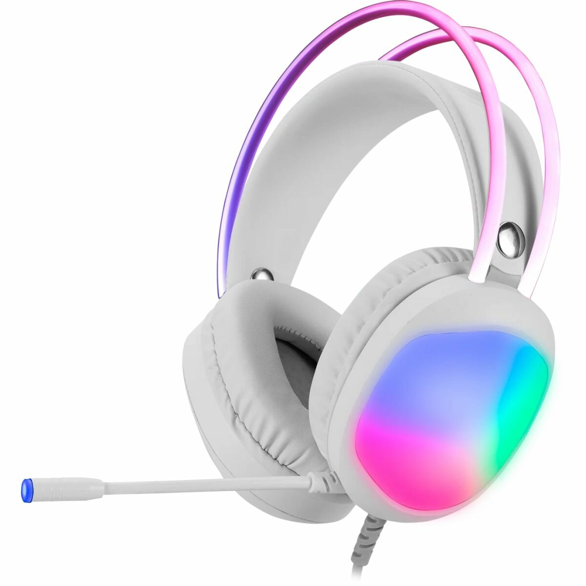 Гарнитура Marvo HG8959 Lumi 40 белый, проводная, 2 3.5 мм, микрофон с отключением, RGB-подсветка