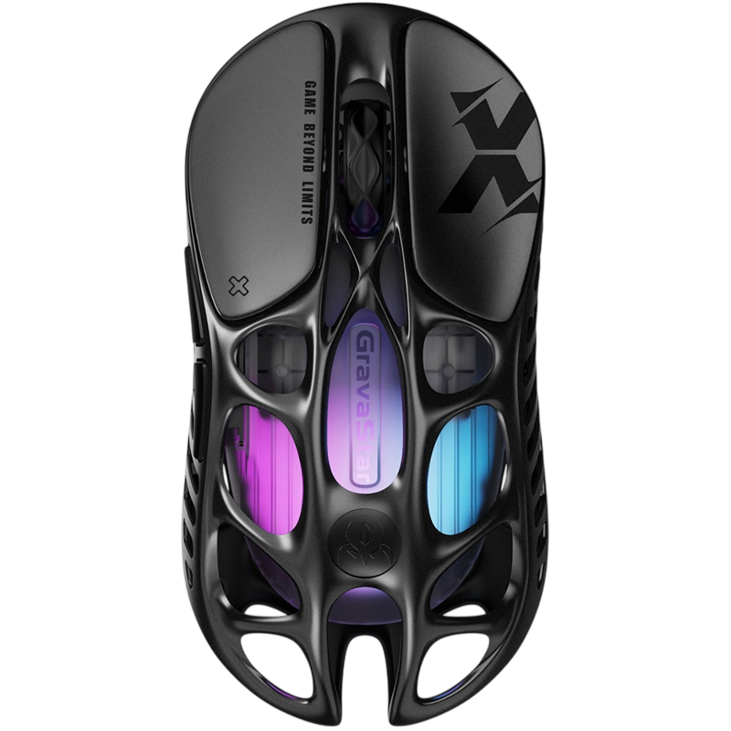 Мышь Gravastar Mercury X, USB-C, Bluetooth, радиоканал, 32000 dpi, чёрный, подсветка 6972448923378