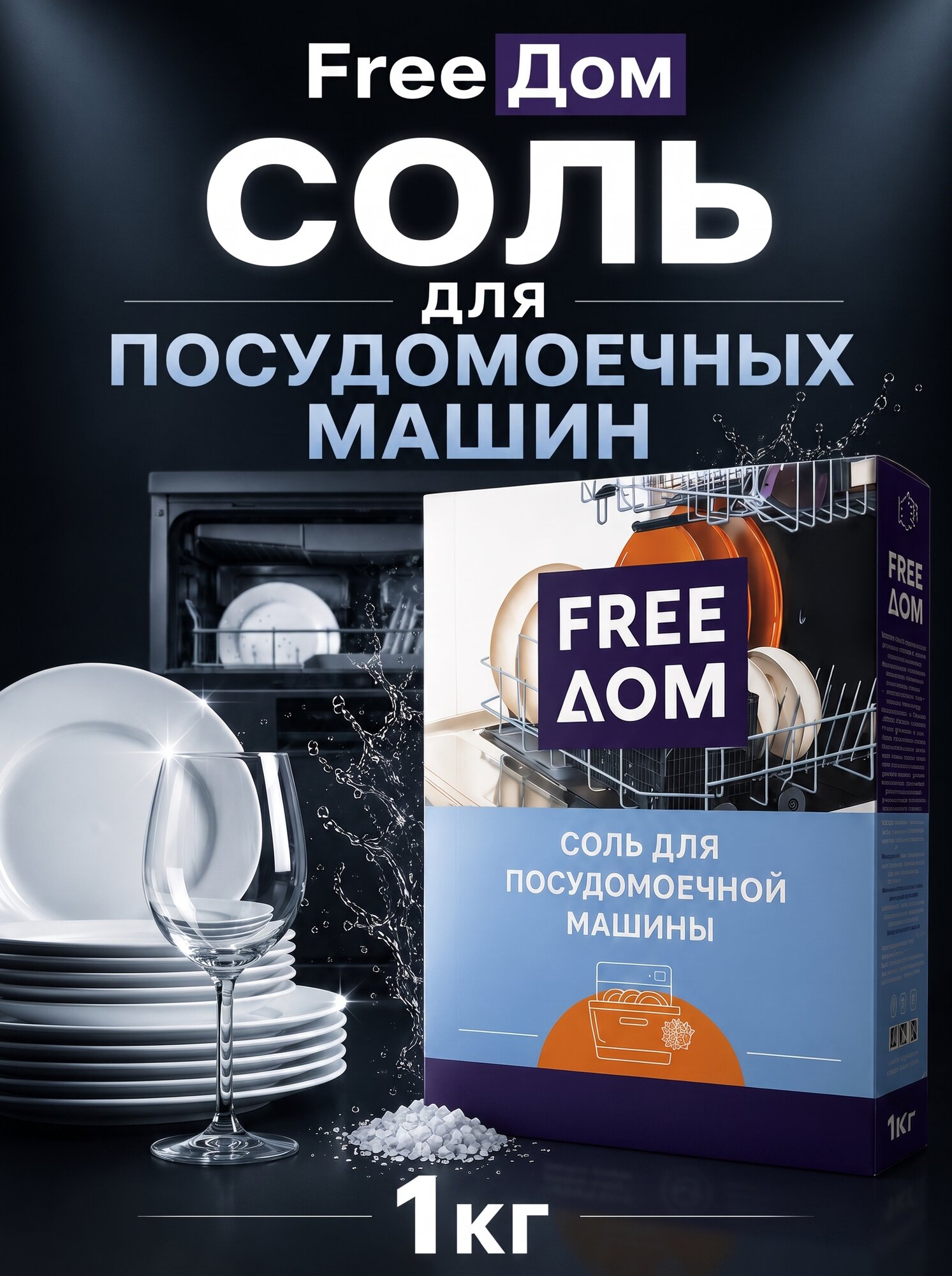 Соль для посудомоечных машин FreeДом, 1кг