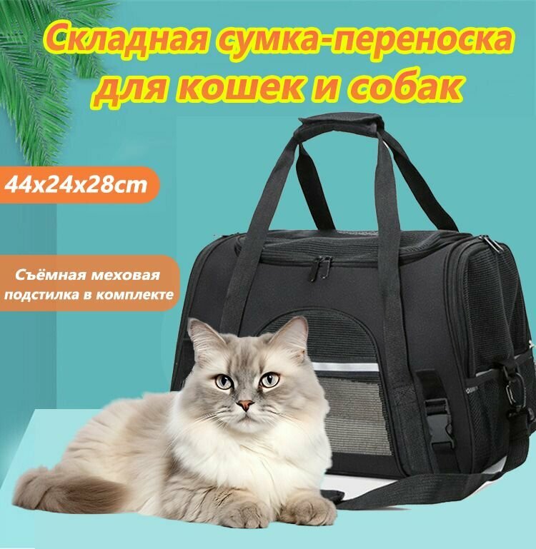 Складная переноска для кошек и собак через плечо, дышащая сумка-трансформер с мягким ковриком, портативный рюкзак-переноска