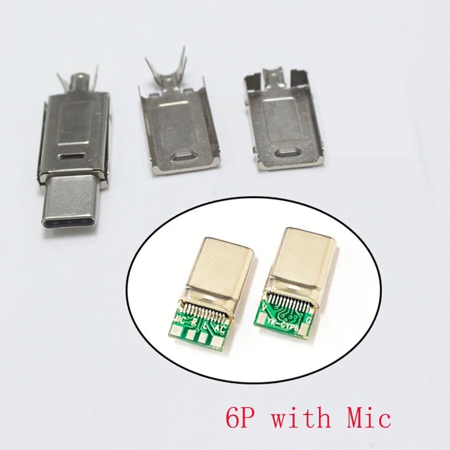 2шт. Type-C 6P nickel коннектор с микрофоном