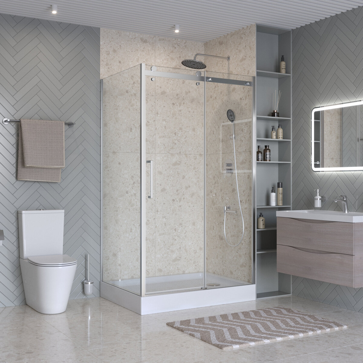 Душевой уголок BelBagno Marino 2 AH-1-120/100-C-Cr 120x100, профиль хром, стекло прозрачное