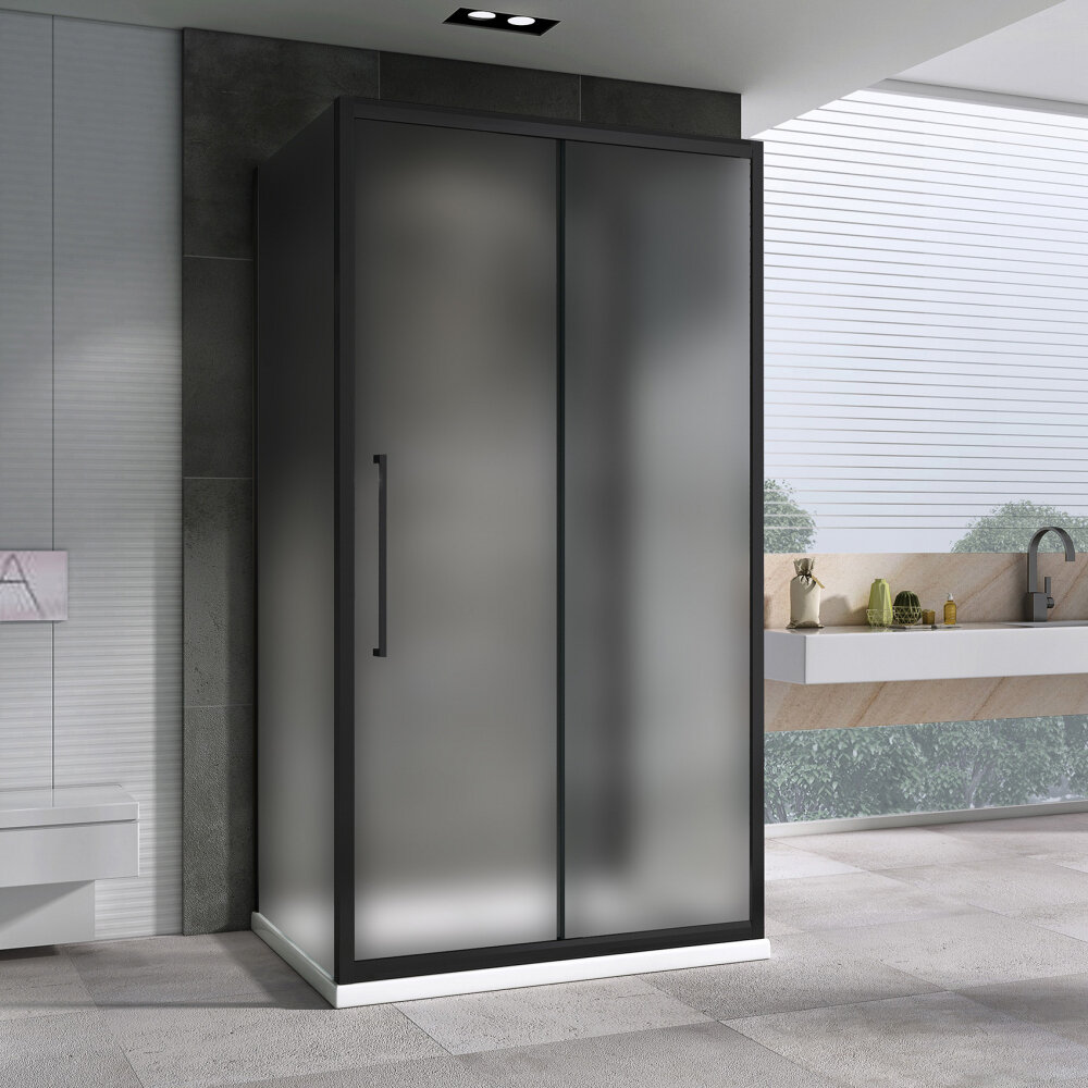 Душевой уголок Abber Schwarzer Diamant AG30100BMH-S70BM 100x70, профиль черный, стекло матовое