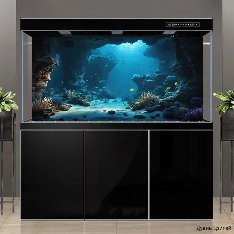 Фон для аквариума Декорации Подводные пещеры,120x60см