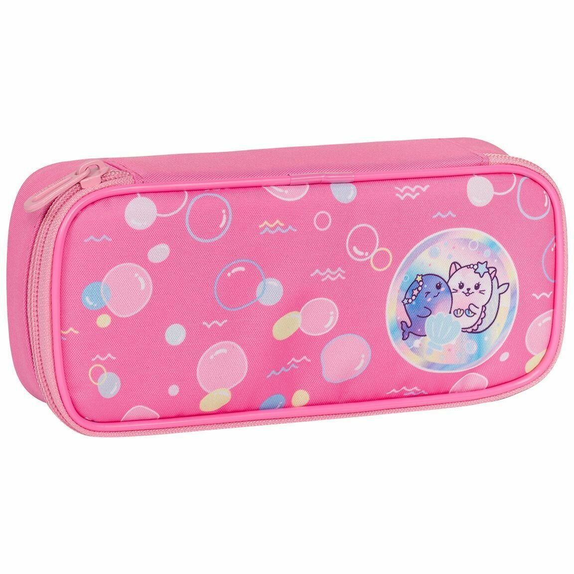 Пенал односекционный Tiger FAMILY SMART CLEVER RAINBOW BUBBLES 110x215x60 мм розовый, картон, полиэстер