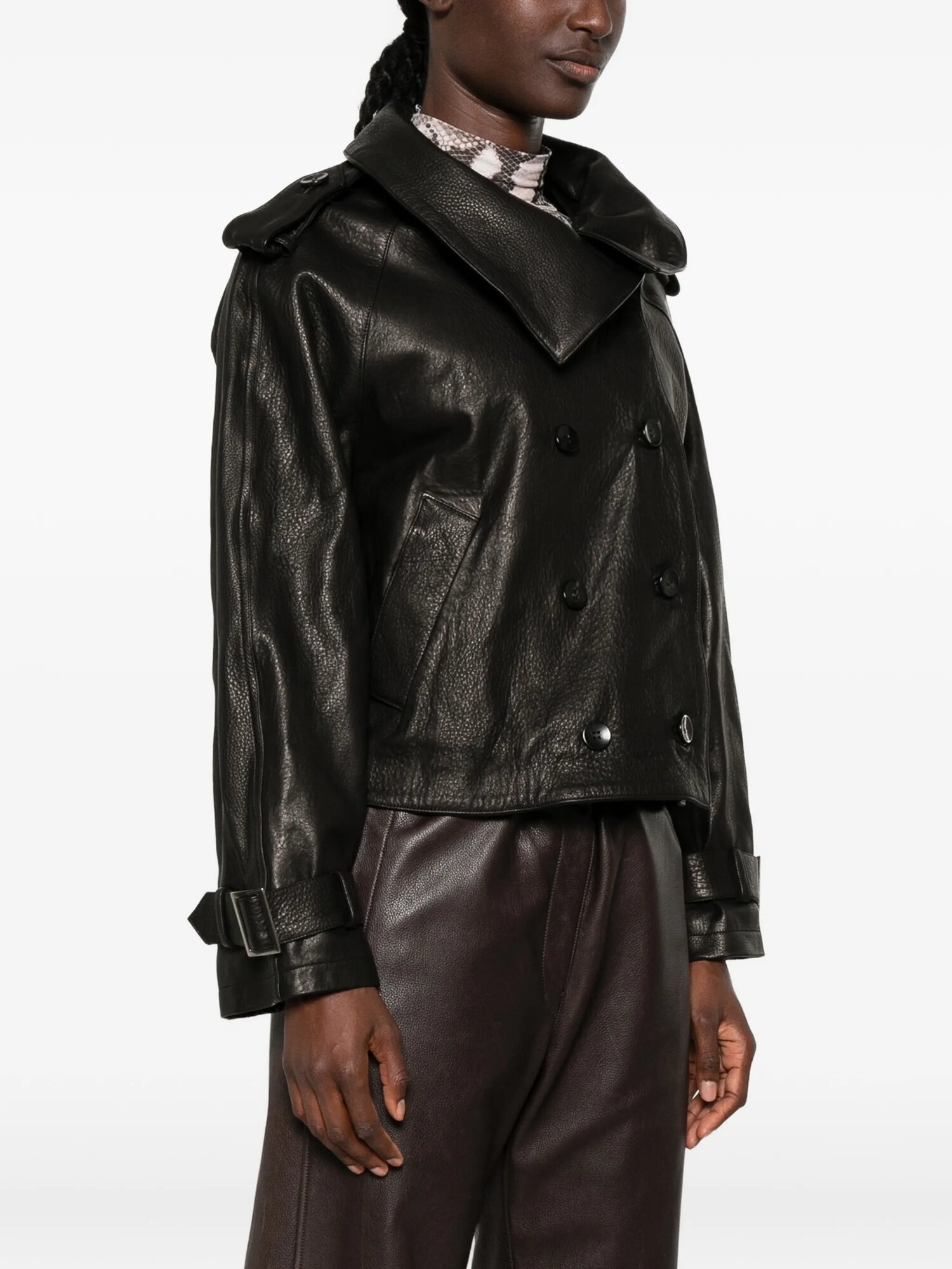 Куртка Giorgio Brato Double-breasted leather jacket, размер 44 — фото 1