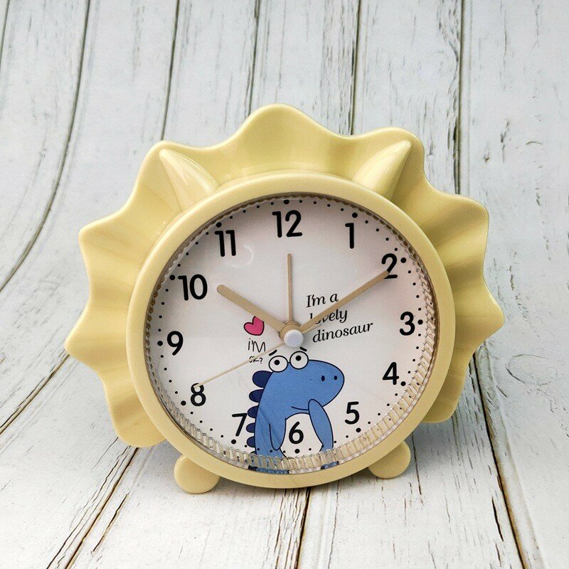 Cute dinosaur kids alarm clock with analog and digital time for bedtime routine style d