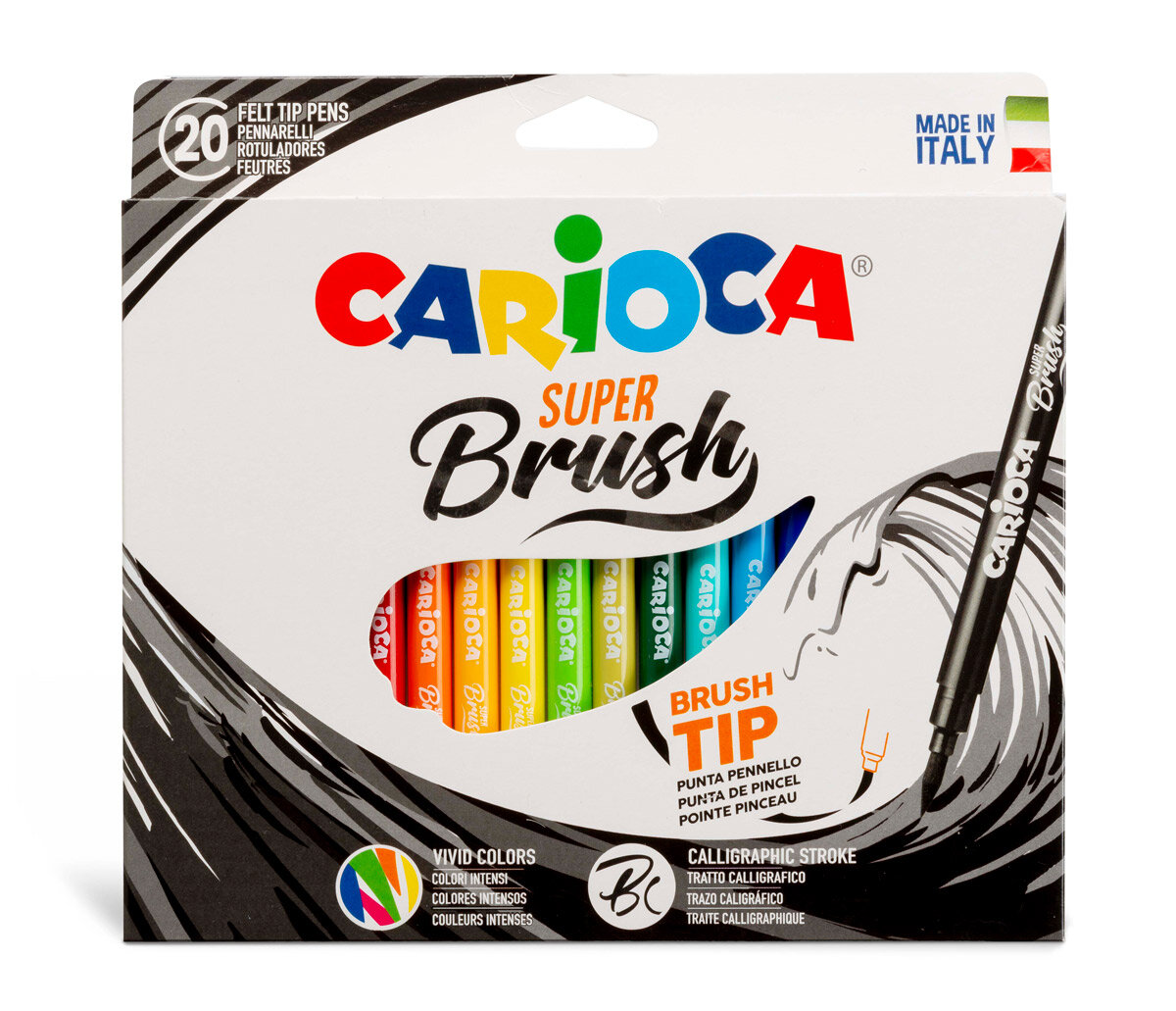Фломастеры Carioca "Super-brush", наконечник-кисть, 20 цветов