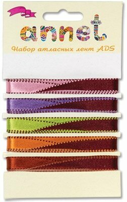 Декоративные ленты Annet Атласные, 10 мм, 5 цветов по 1 м, №04, 5 шт (ADS)