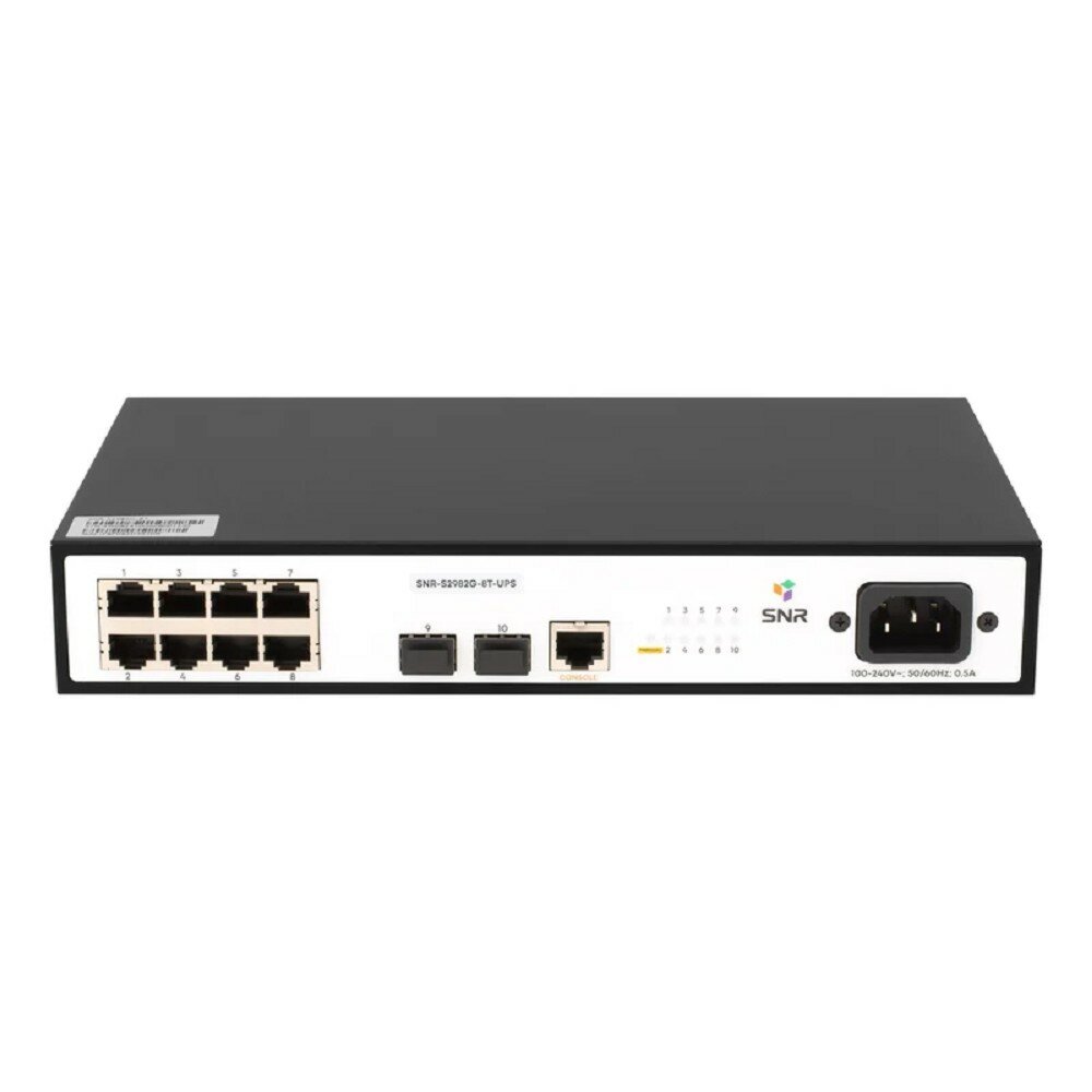 Коммутатор SNR-S2982G-8T-UPS SNR Веб-интерфейс 10 портов 1000 Мбит/сек