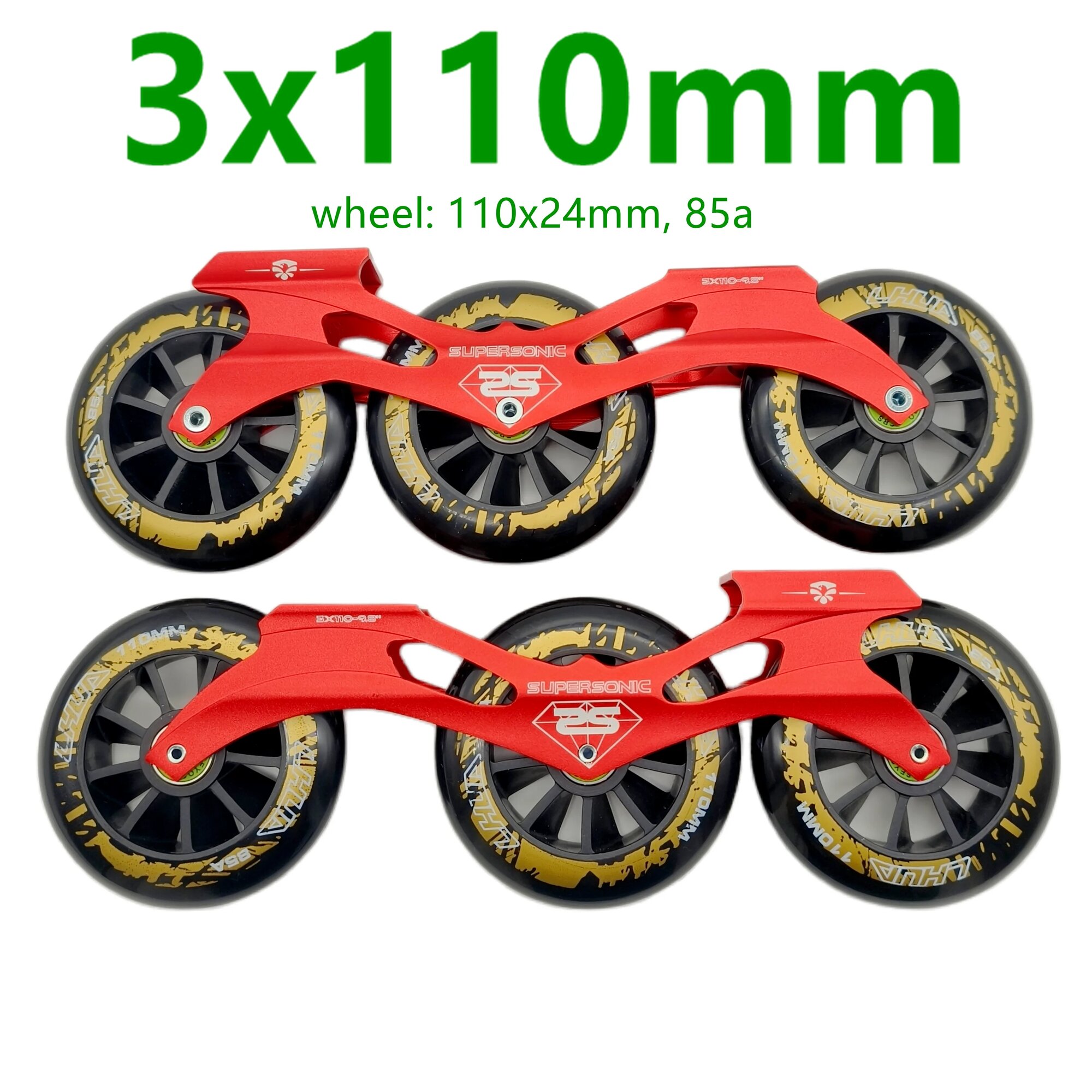 Рама для скоростных роликов MCgala 3x110 мм Красный, 3x110mm set6