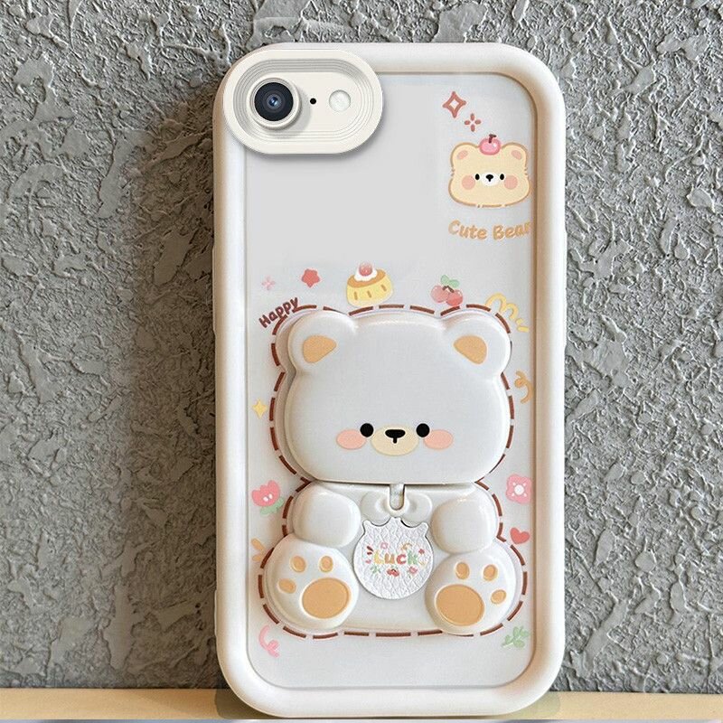 Чехол на iPhone 5 iphone 5s / Айфон 5 Айфон 5s черный/белый, объемный с опорой Мультфильмы с кронштейнами милые JTXX03 чехол с подставкой мультяшный для айфон 5 5s