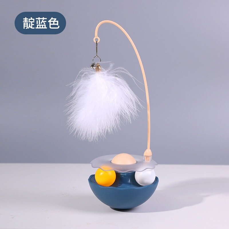Игрушка для кошек "Мята и перья", для снятия стресса, неваляшка, вращающиеся мятные шарики