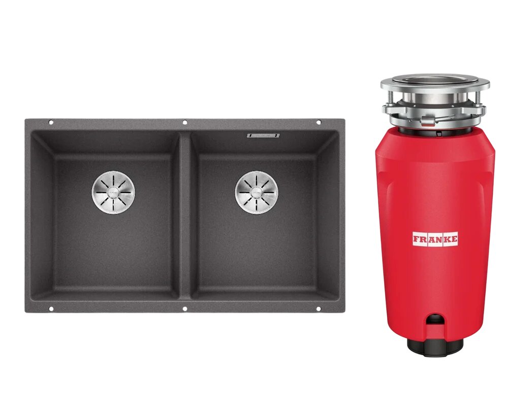 Комплект Мойка Blanco Subline 350/350-U 75x46, темная скала, искусственный гранит / Измельчитель Franke 134.0715.095 механический