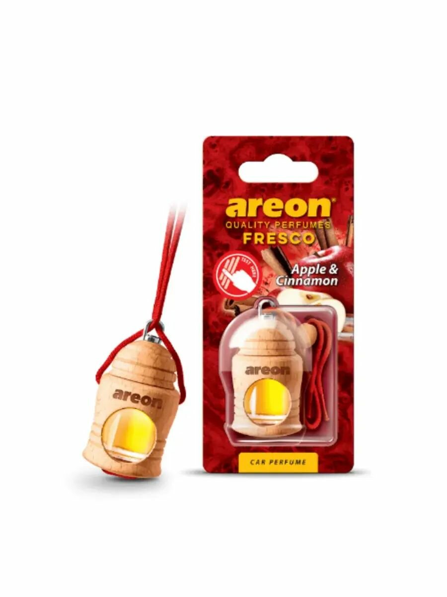 Ароматизатор Areon FRESCO "Яблоко с корицей", подвесной, стеклянный корпус, дерево, 4 мл