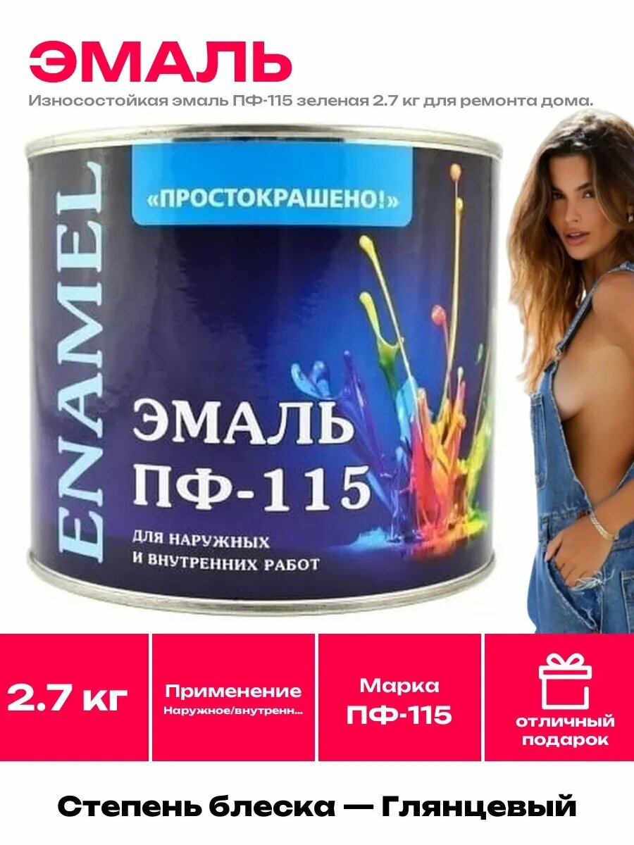 Краска ПФ-115 зеленая 2.7 кг влагостойкая для наружных работ