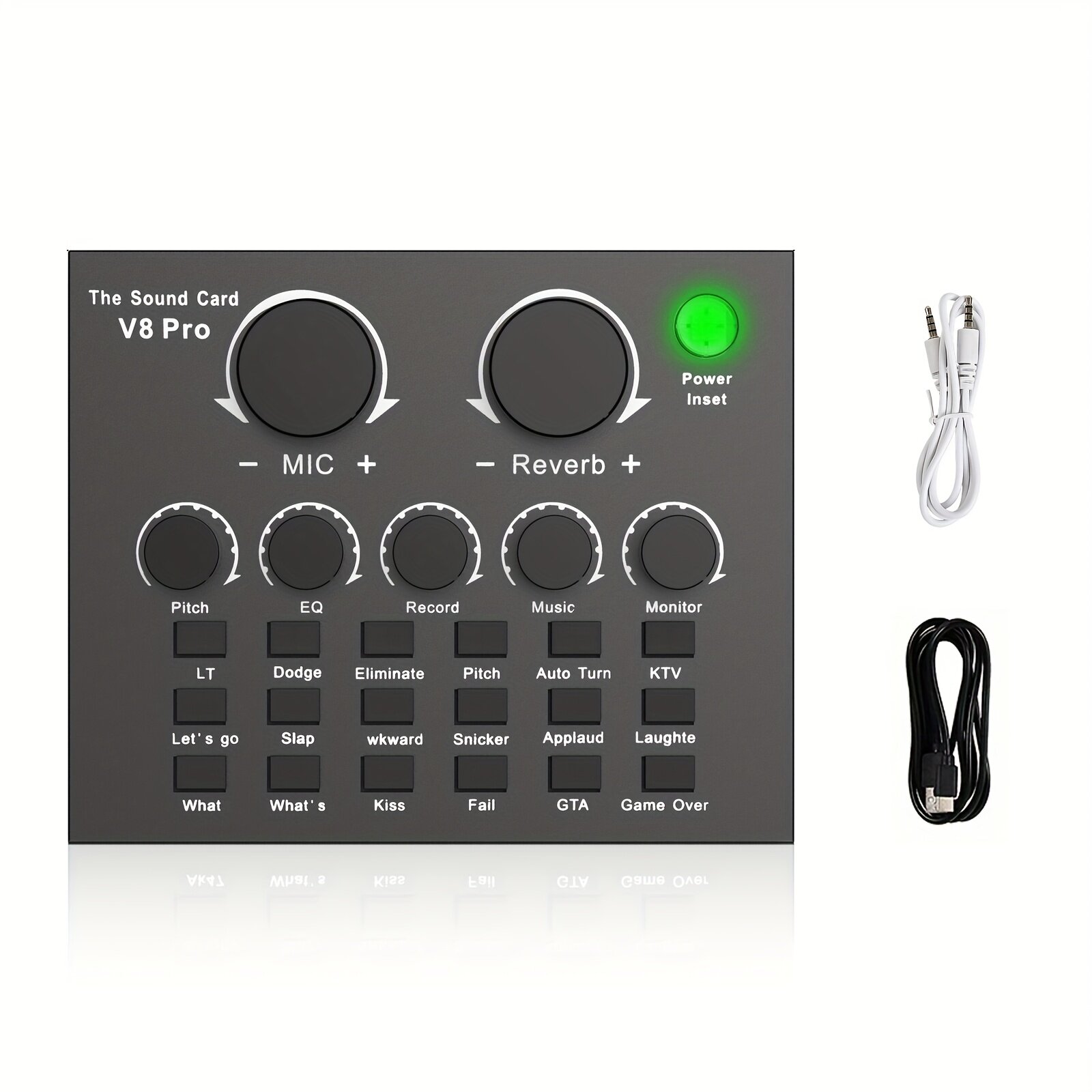 Аудиоинтерфейс V8 Pro Black с конденсаторным микрофоном BM800 для записи и прямых эфиров