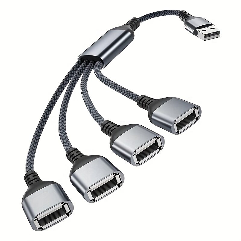 USB-разветвитель Y-кабель 1 фут, 1 вход 4 выхода, многопортовый USB-A хаб-адаптер для ПК, ТВ, MacBook, ноутбука