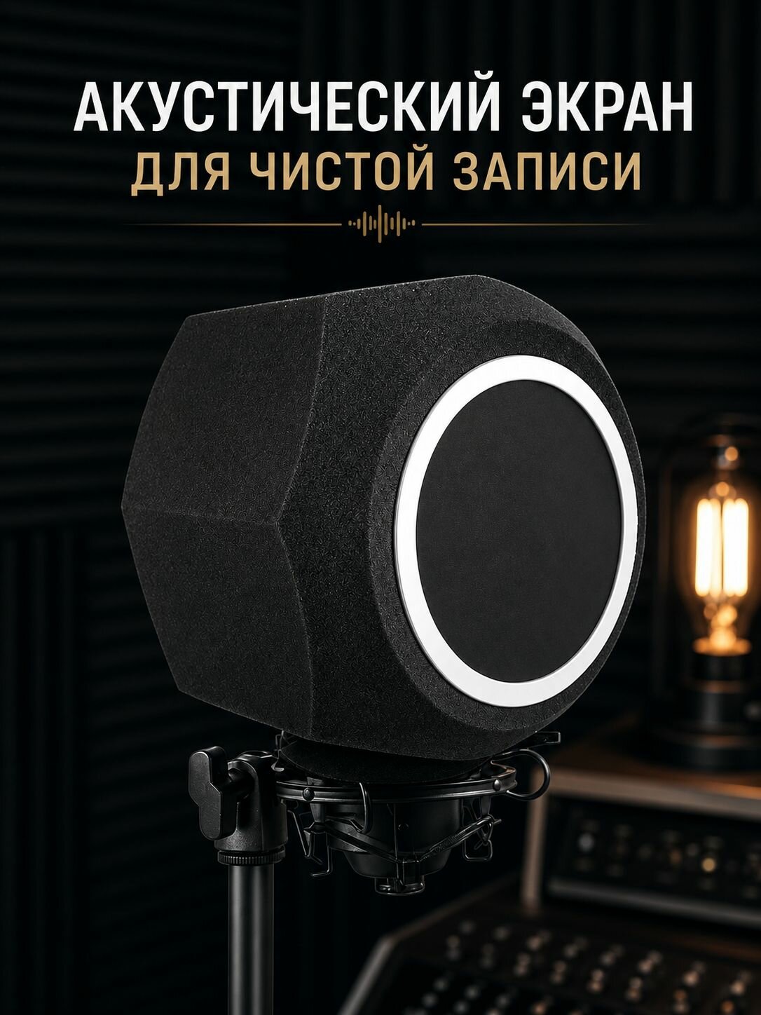 Акустический экран для микрофона со съемным поп-фильтром