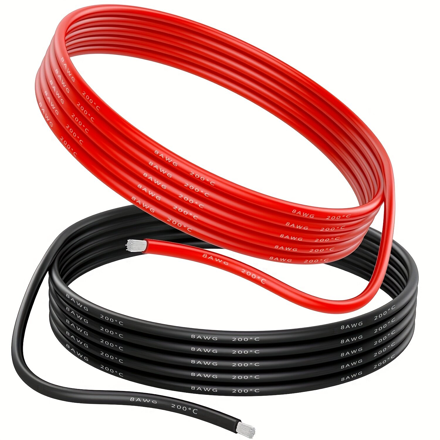 Провод медный луженый 8 AWG гибкий оплетенный, красный и черный, 118.11 дюймов