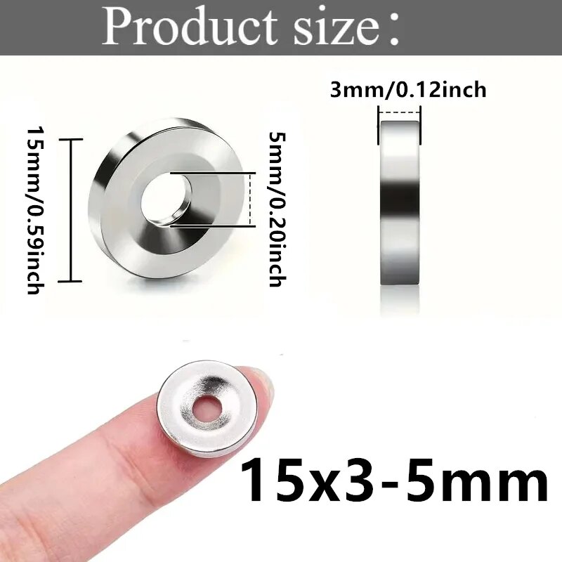 Магниты черные 15x3-5 мм с отверстием 10/20/30/50 шт. 10Pcs